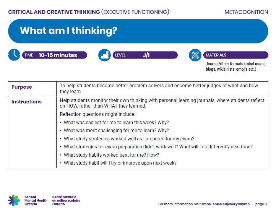 What am I thinking? - Critical and creative thinking (executive ...