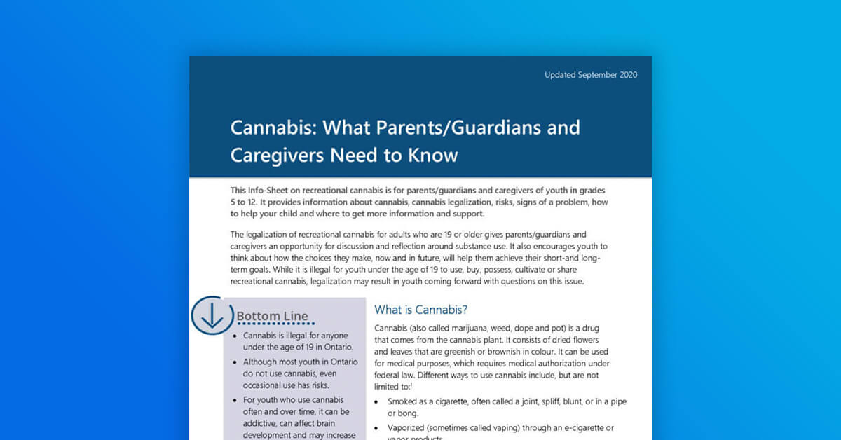 Cannabis: What Parents/Guardians and Caregivers Need to Know - School ...