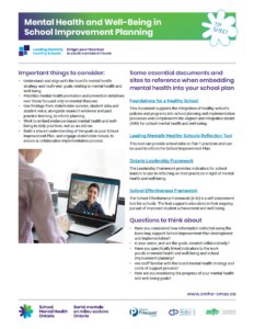 Mental Health and Well-being in School Improvement Planning - School ...