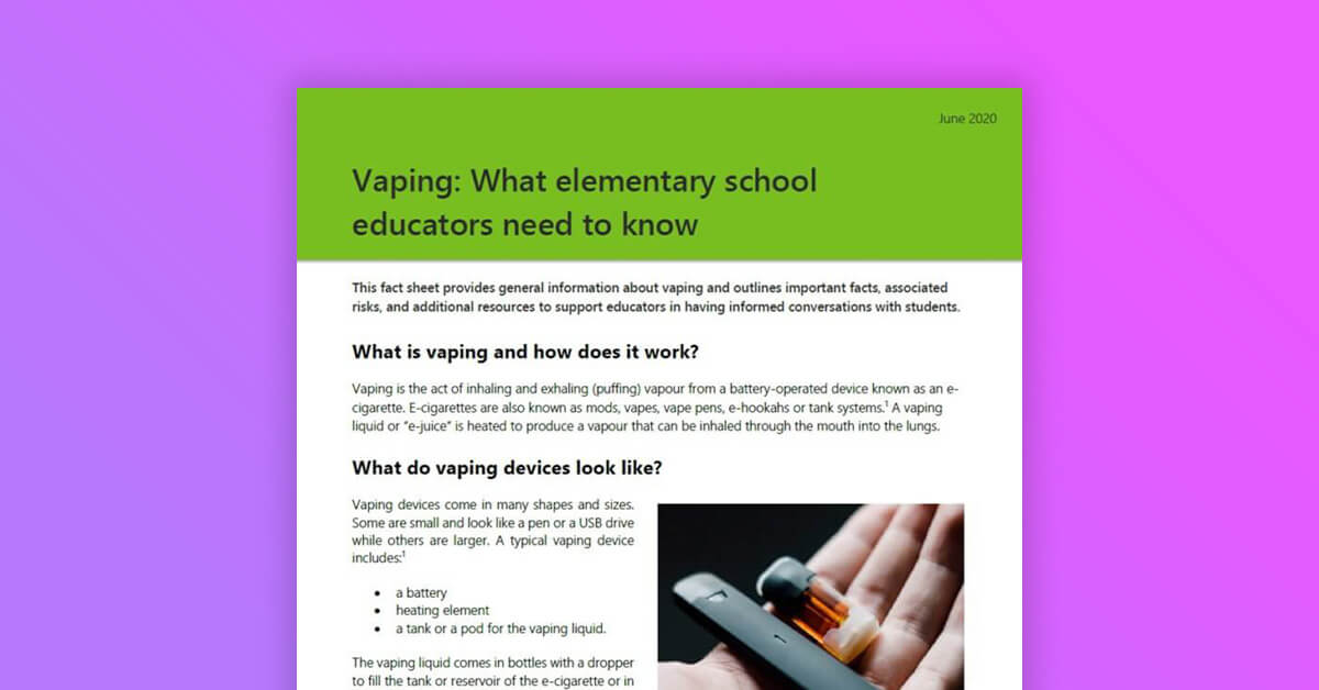 Vaping: What elementary school educators need to know - School Mental ...