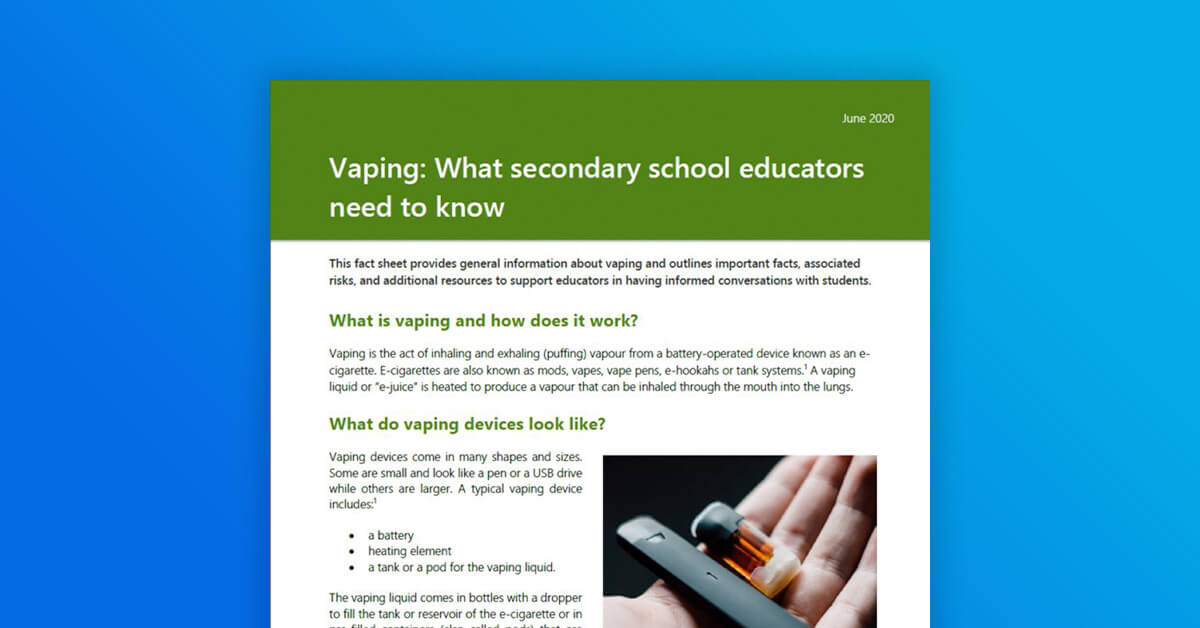 Vaping: What secondary school educators need to know - School Mental ...