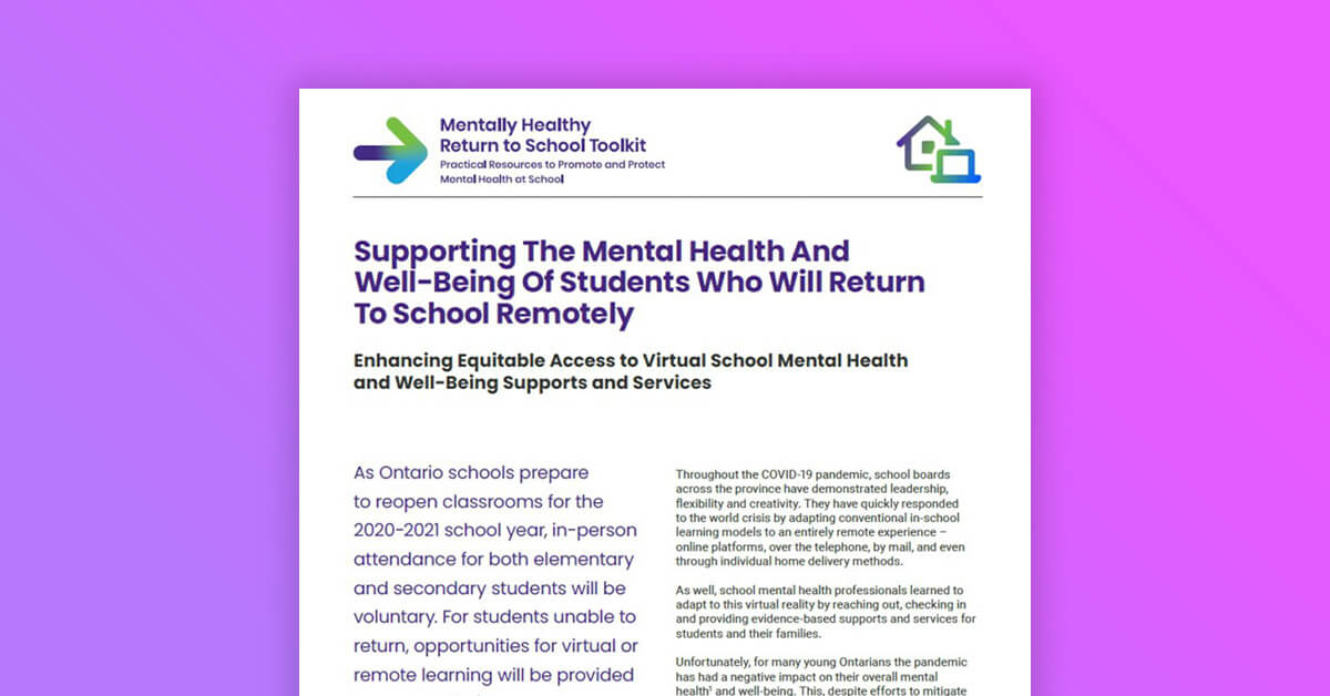 Supporting the Mental Health and Well-Being Of Students Who Will Return ...