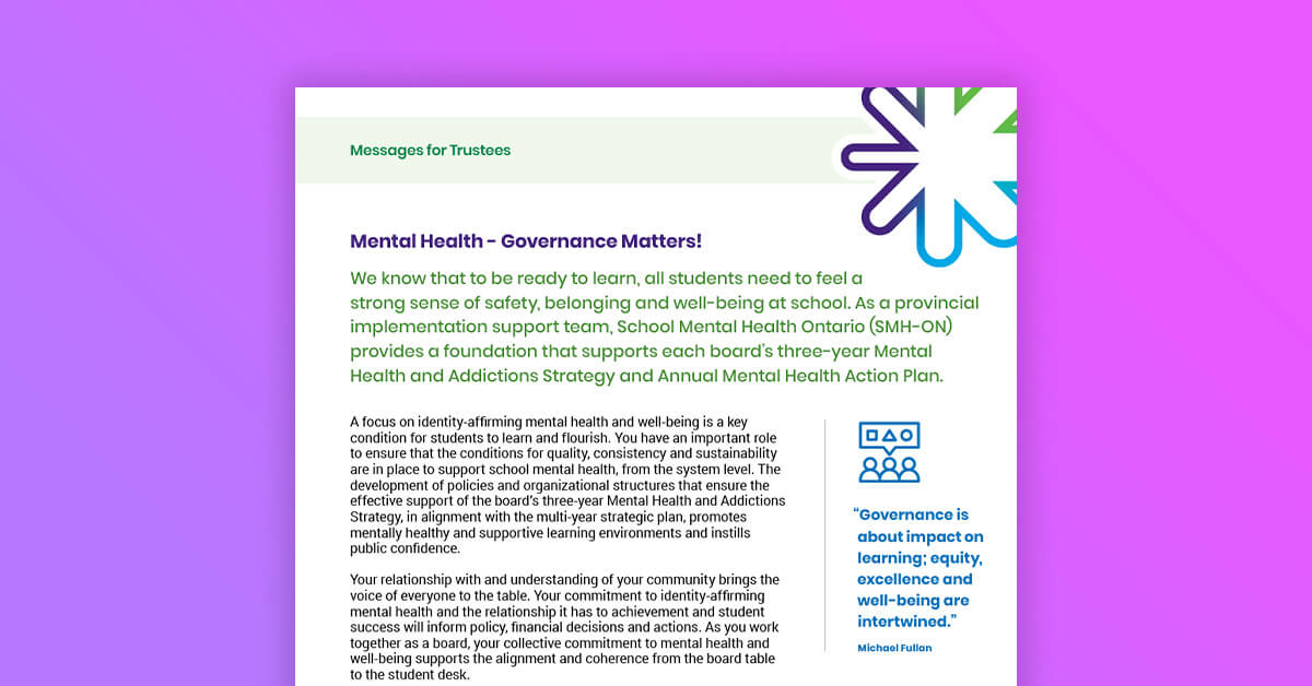 Mental Health Governance Matters - School Mental Health Ontario