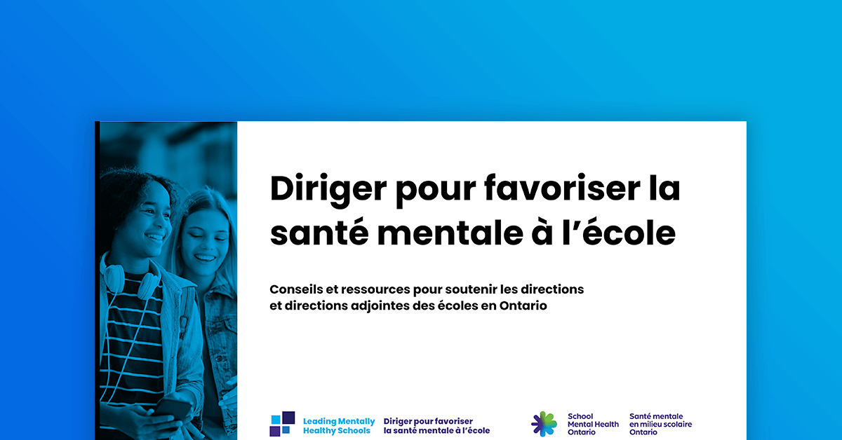Livre électronique Diriger pour favoriser la santé mentale à l’école - Santé mentale en milieu ...